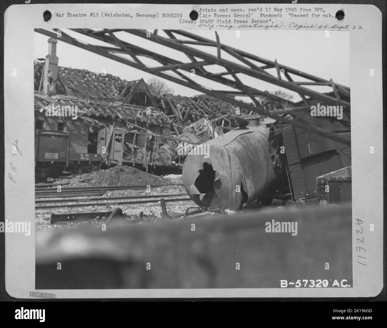 Scenes Of Wreckage At The Railroad Marshalling Yards, Weisbaden ...