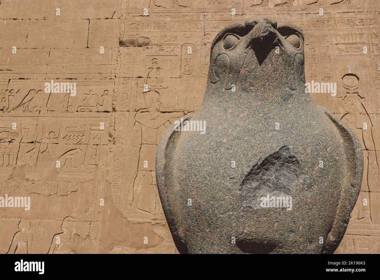 An Ancient Egyptian God Horus Statue as the View of Falcon Bird in the ...