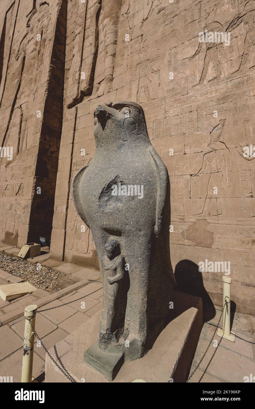 An Ancient Egyptian God Horus Statue as the View of Falcon Bird in the ...