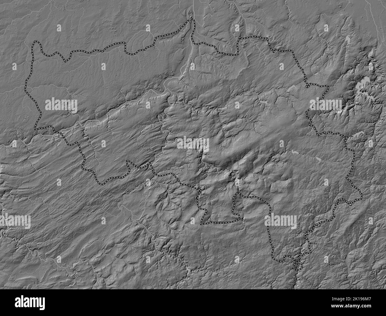 Liege, province of Belgium. Bilevel elevation map with lakes and rivers ...