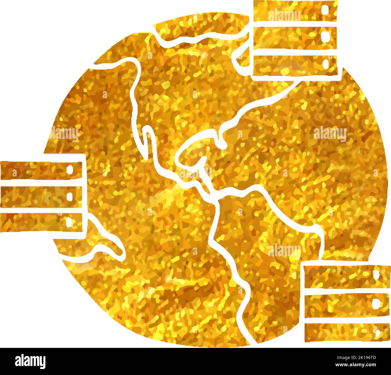 Hand drawn Server icon in gold foil texture vector illustration Stock ...