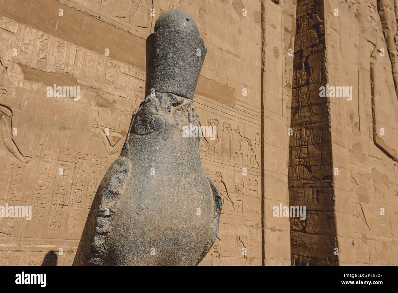 An Ancient Egyptian God Horus Statue as the View of Falcon Bird in the ...