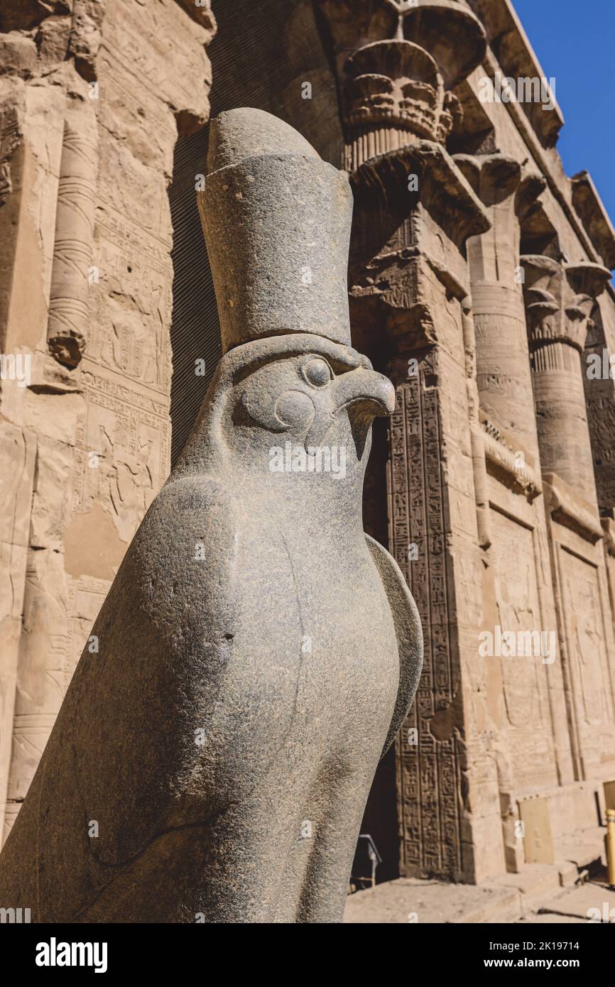 An Ancient Egyptian God Horus Statue as the View of Falcon Bird in the ...