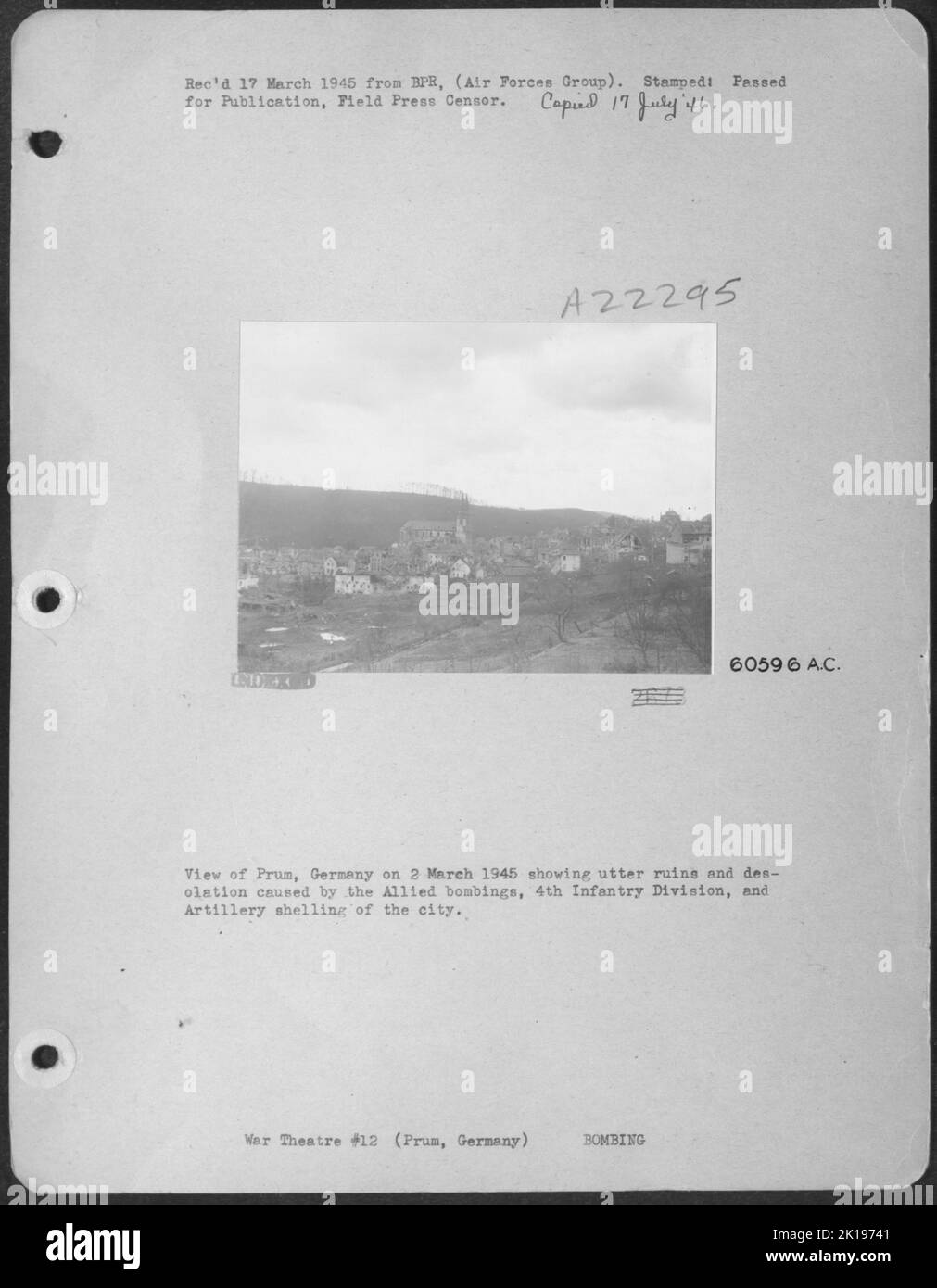 View Of Prum, Germany, On 2 March 1945 Showing Utter Ruins And ...