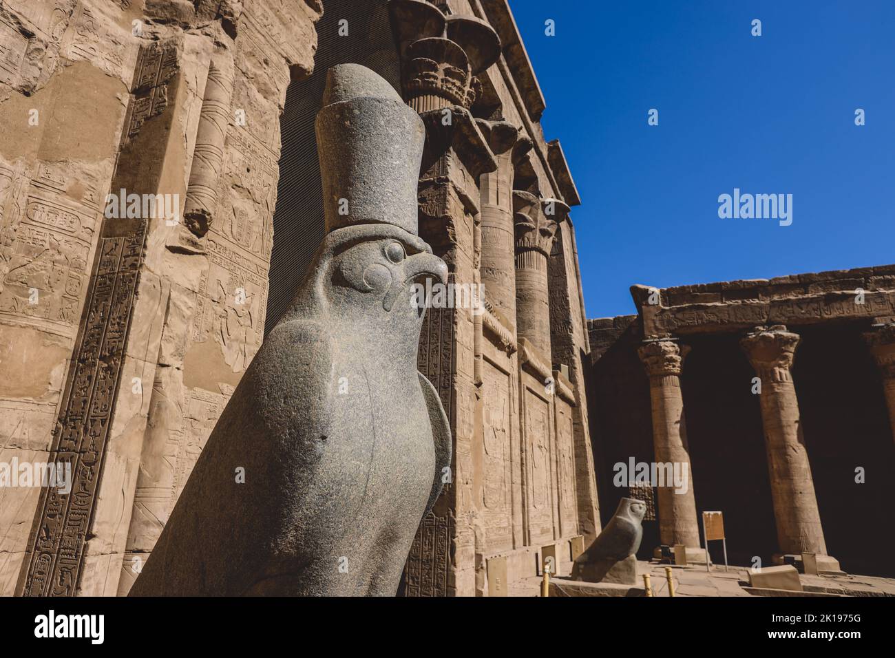 An Ancient Egyptian God Horus Statue as the View of Falcon Bird in the ...