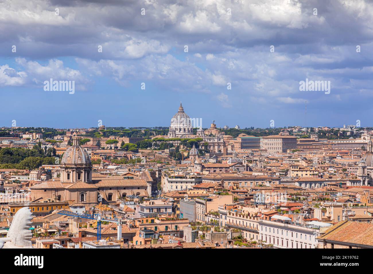 Rome skyline: on background Saint Peter's Basilica in Italy Stock Photo ...