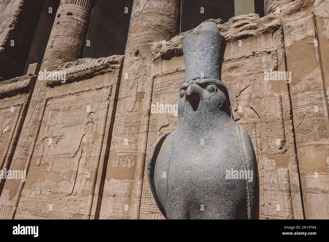 An Ancient Egyptian God Horus Statue as the View of Falcon Bird in the ...