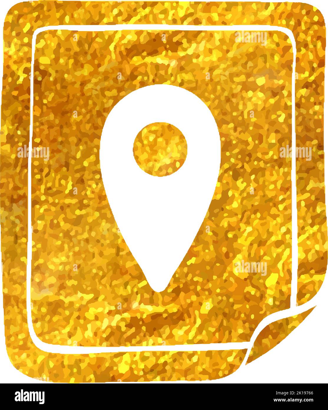 Hand drawn Map icon in gold foil texture vector illustration Stock ...