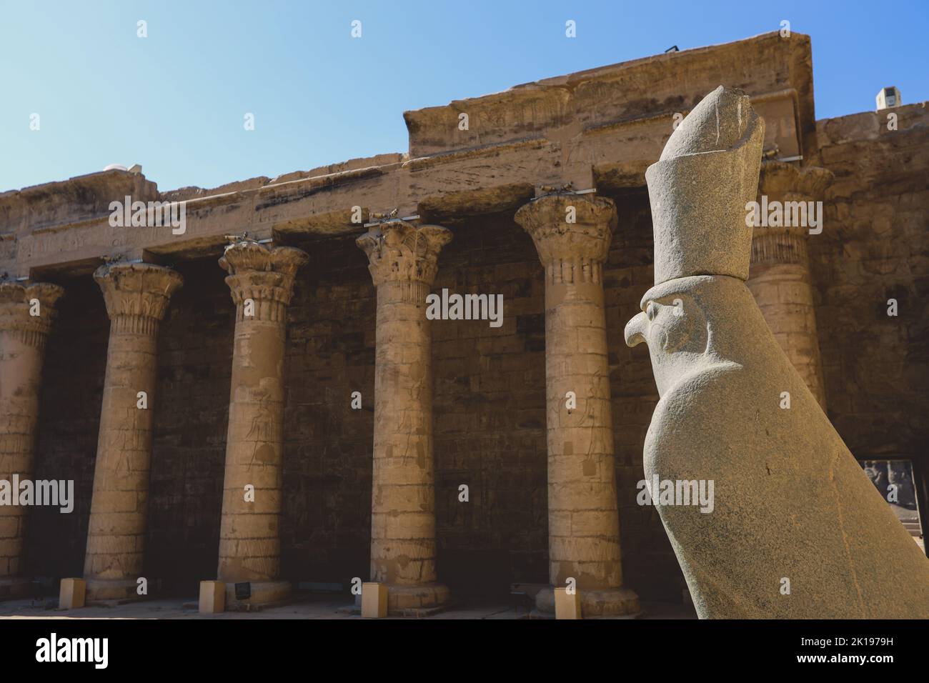 An Ancient Egyptian God Horus Statue as the View of Falcon Bird in the ...