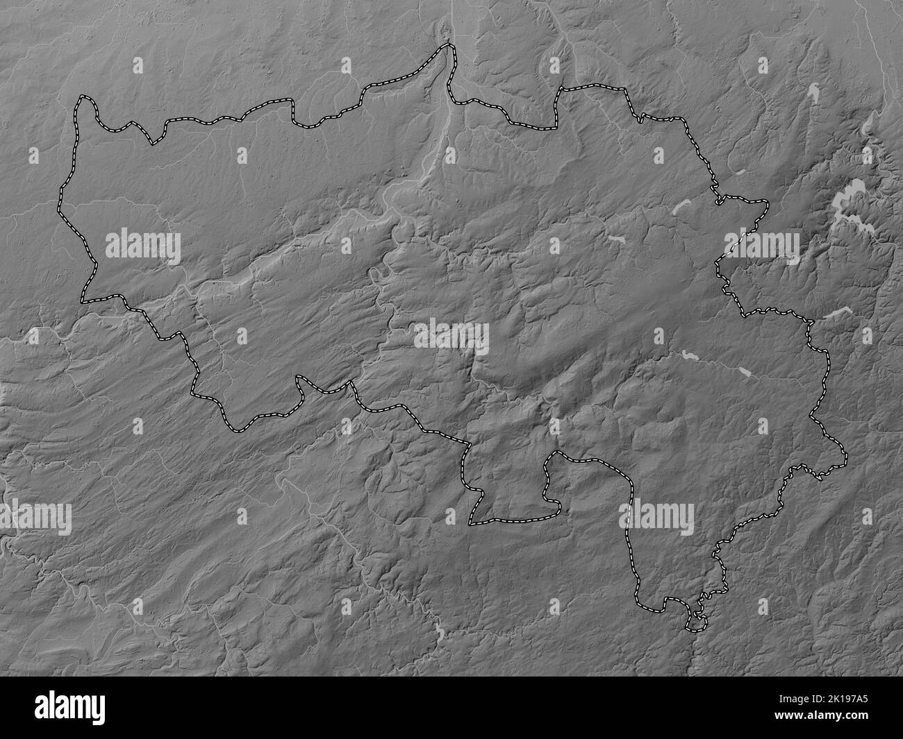 Liege, province of Belgium. Grayscale elevation map with lakes and ...