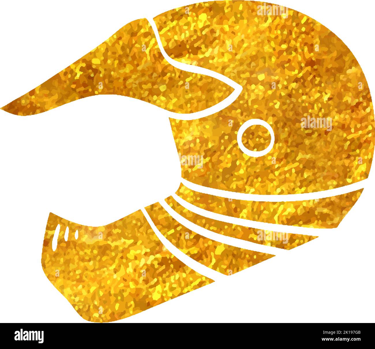 Hand drawn Motorcycle helmet icon in gold foil texture vector ...