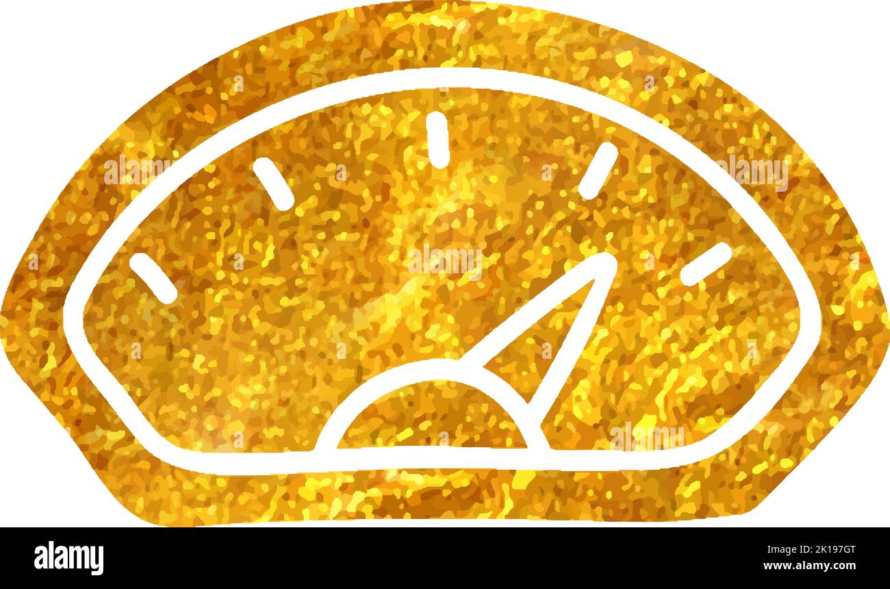 Hand drawn Dashboard icon in gold foil texture vector illustration ...