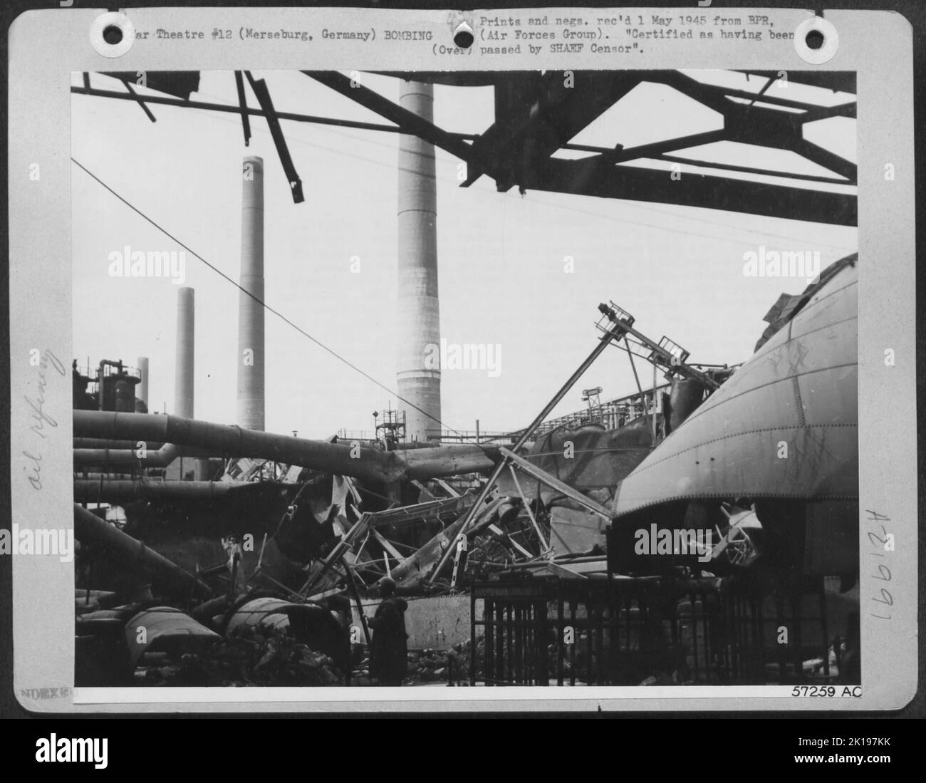 Destroyed Storage Tanks And Overhead Pipelines At The Leuna Synthetic ...