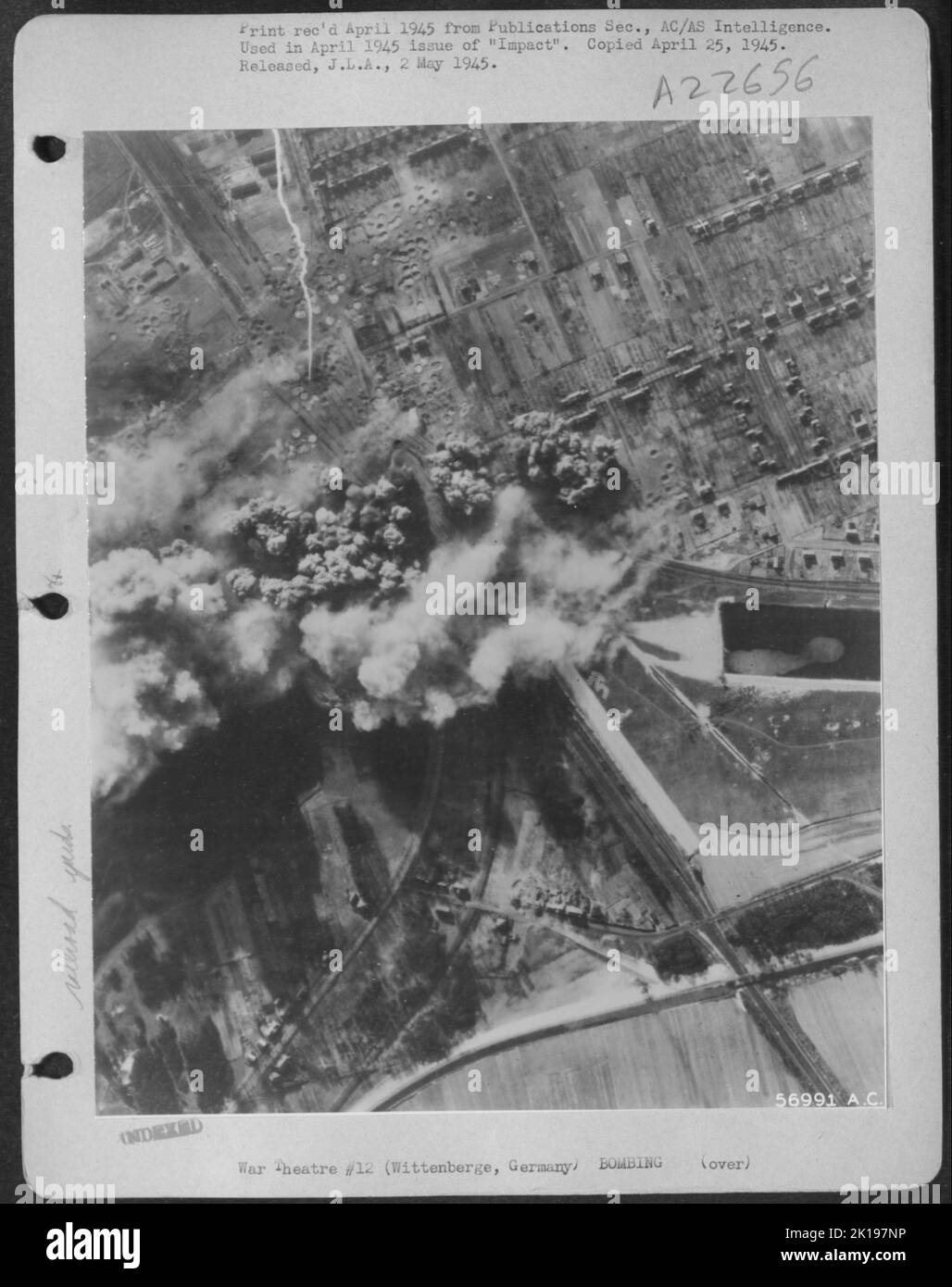Railroad marshalling yards at Wittenberge, Germany, under attack by the ...