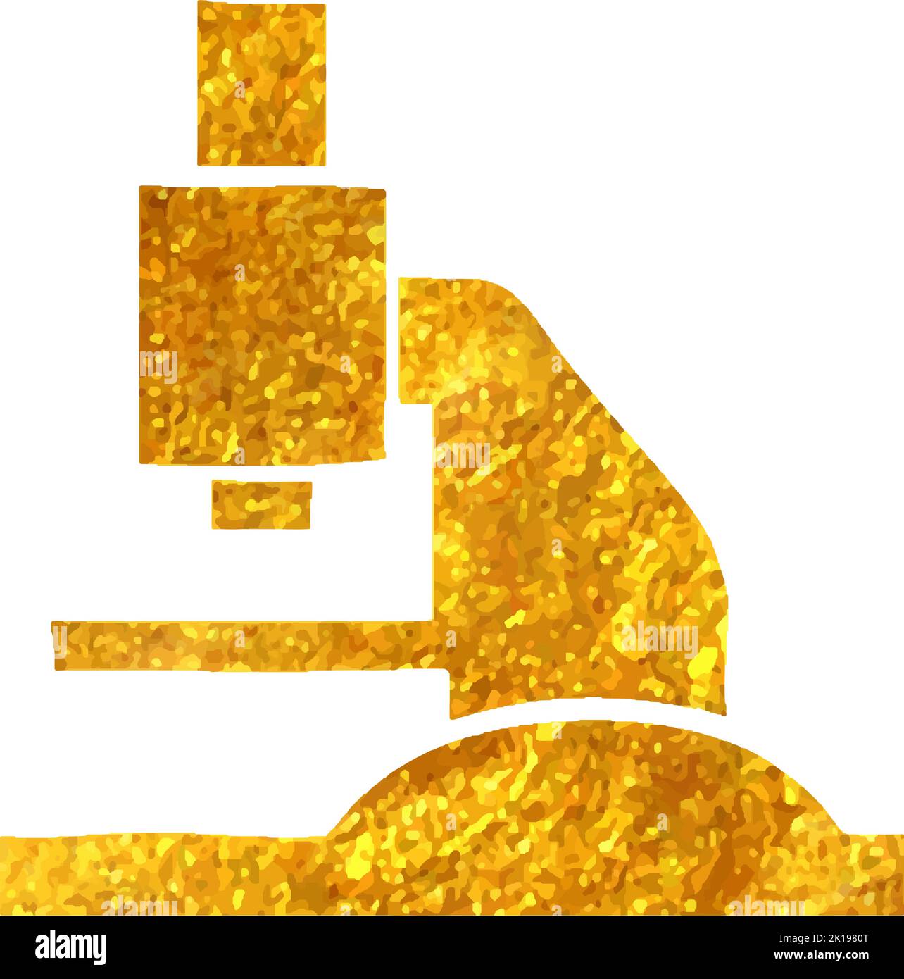 Hand drawn Microscope icon in gold foil texture vector illustration ...