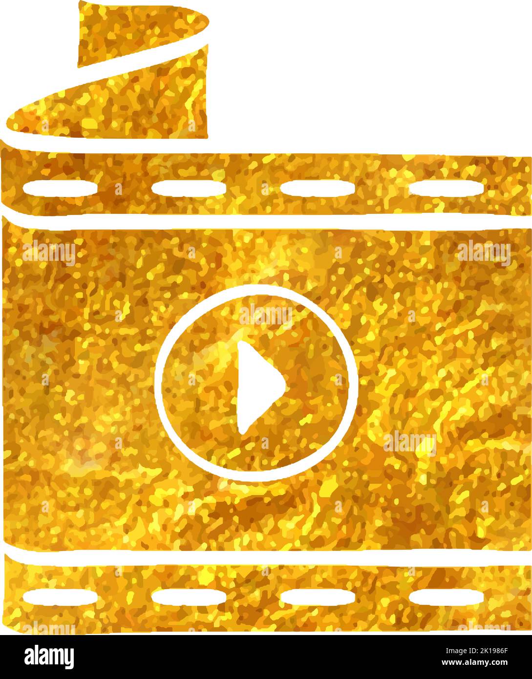 Hand drawn Cinema film icon in gold foil texture vector illustration ...