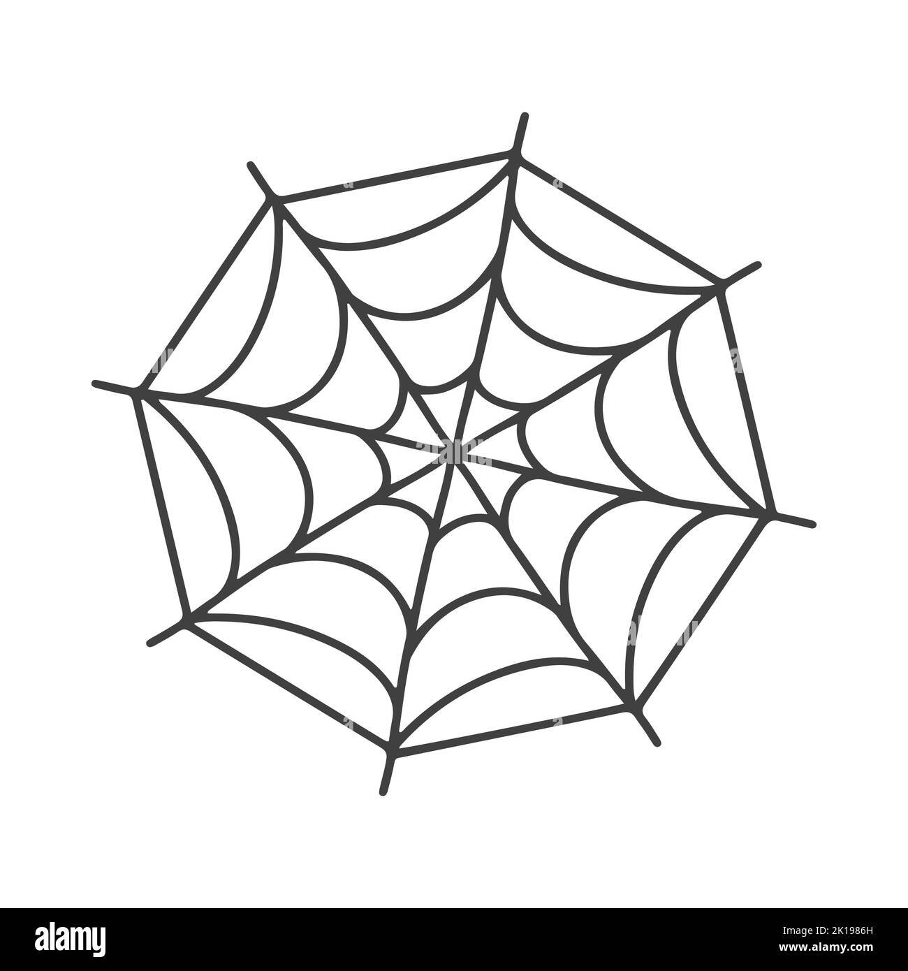 Vector Spider web icon drawn in one line on white for halloween Stock ...