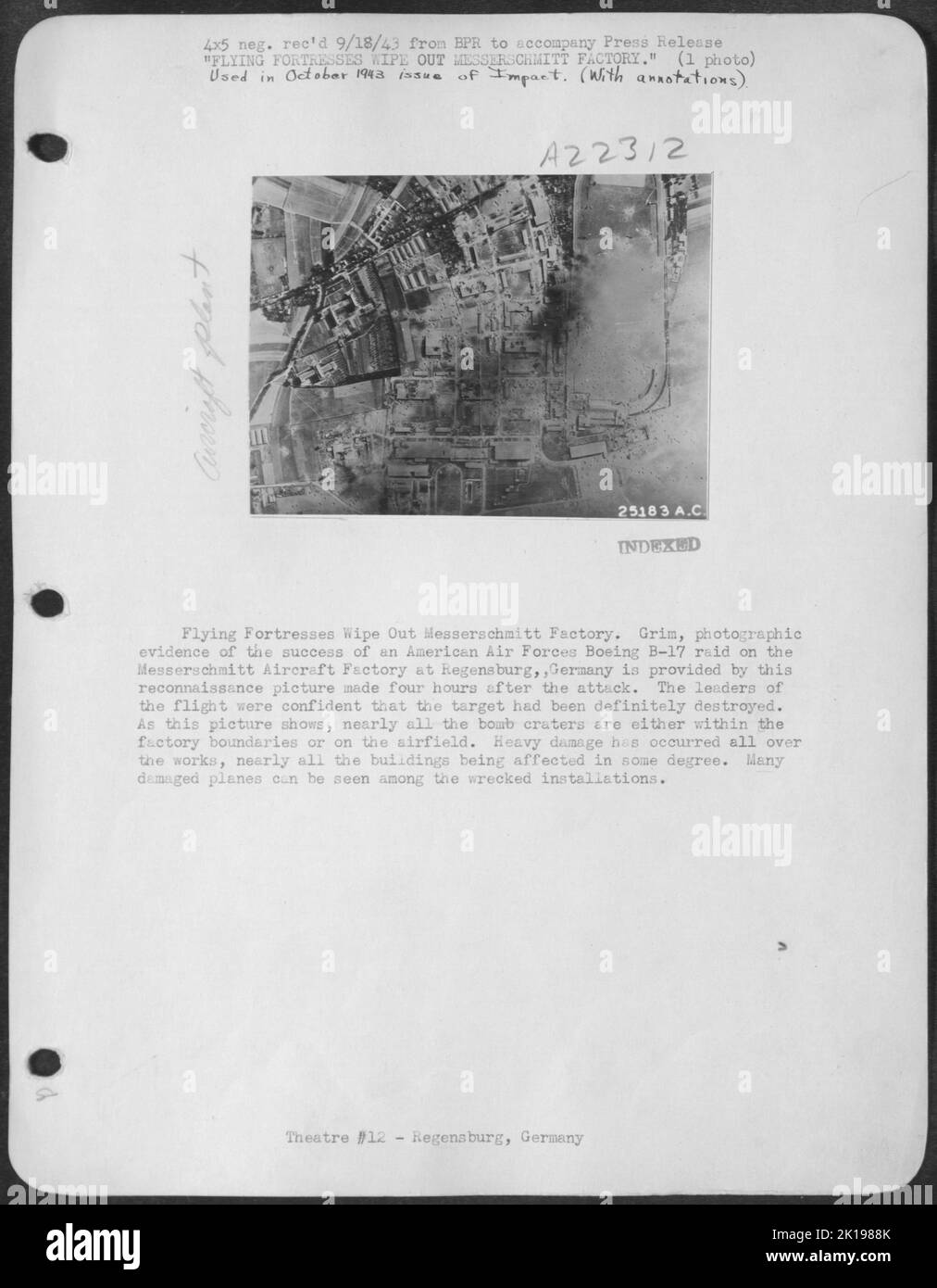 Flying Fortresses Wipe Out Messerschmitt Factory. Grim, photographic ...