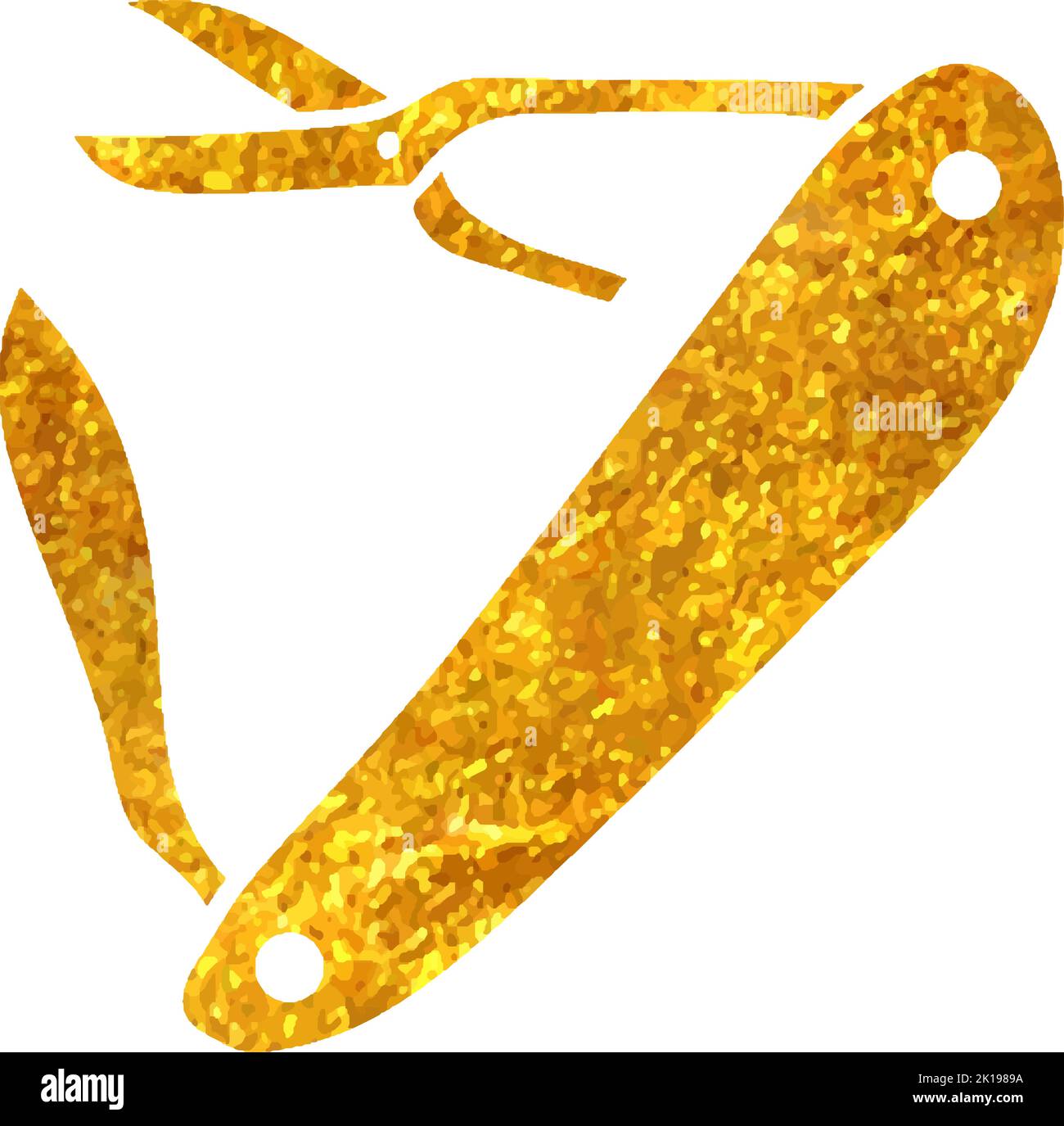 Hand drawn Multi tool icon in gold foil texture vector illustration ...