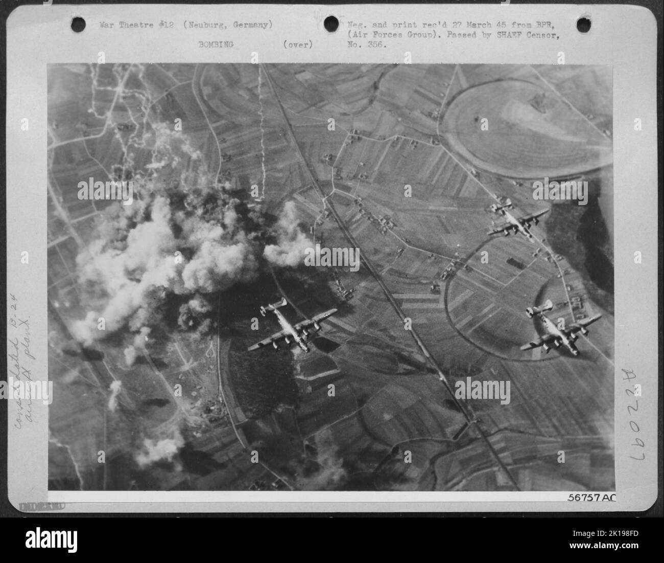 Consolidated B-24 Liberators of the U.S. 8th Air Force pass over the ...