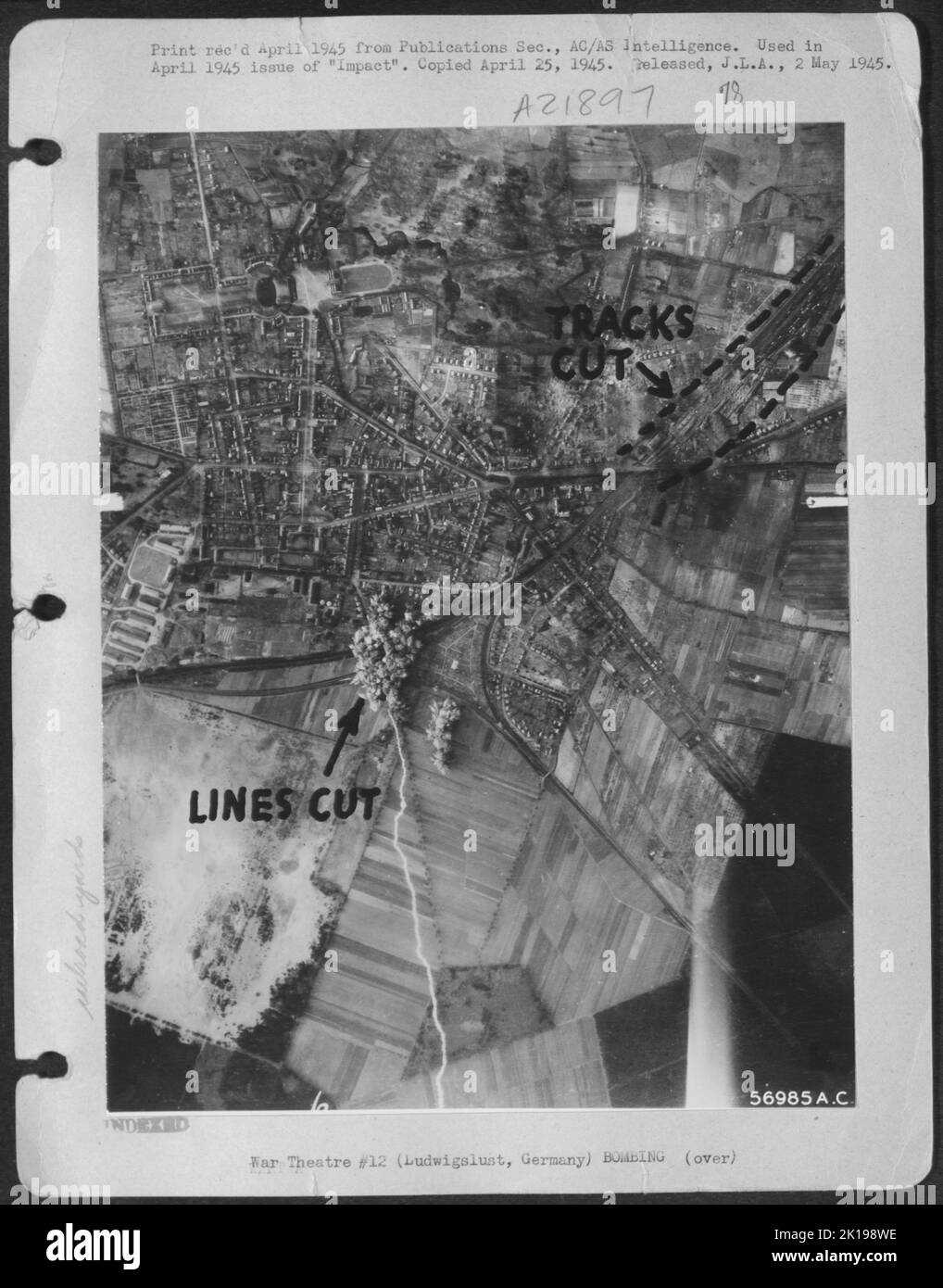 Railroad marshalling yards at Ludwigslust, Germany under attack by 8th ...