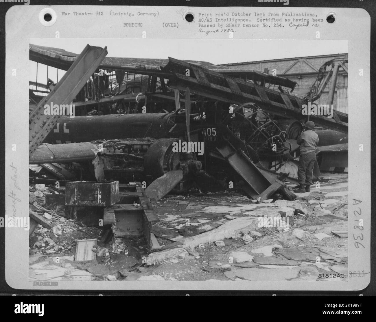 Some Of The Bomb Damage In The Erla Aircraft Factory At Leipzig. Steel ...