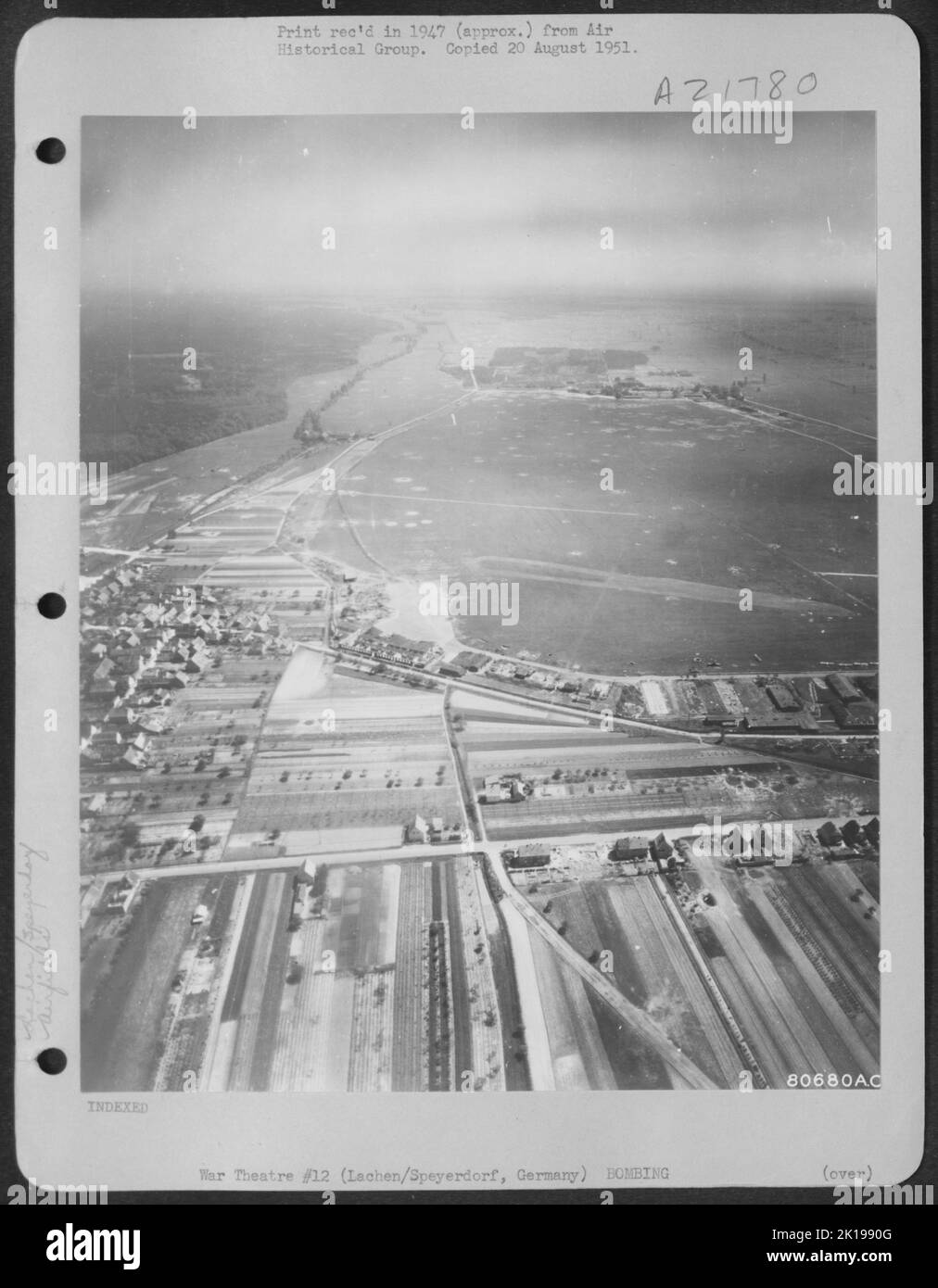 Aerial View Of The Bomb Damaged Nazi Airfield At Lachen/ Speyerdorf ...