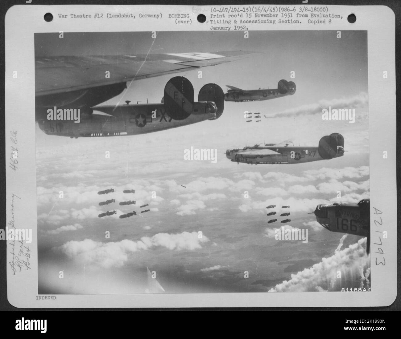 Consolidated B-24 Liberators Of The 8Th Air force Drop Tons Of Bombs On ...
