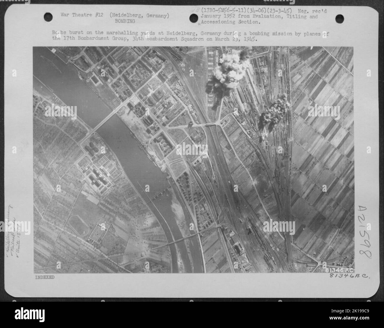 Bombs Burst On The Marshalling Yards At Heidelberg, Germany, During A ...