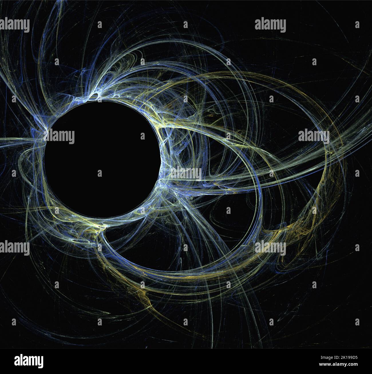 space fantasy illustration of blue planetary system on dark space ...