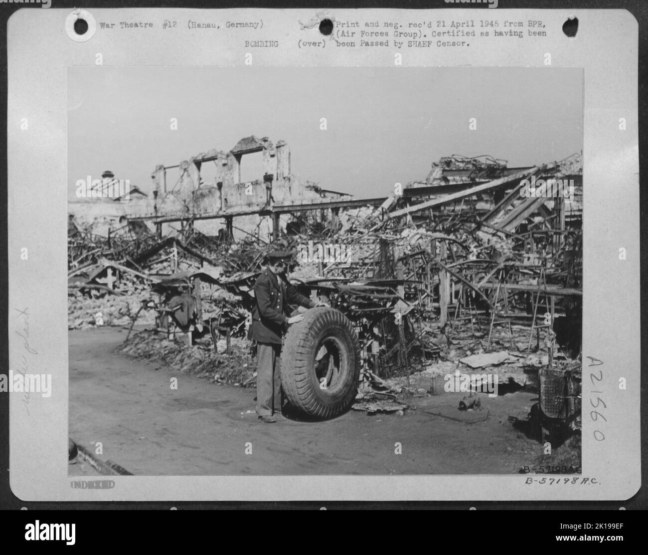 One Old Used Tire Found In The Rubble That Remains Of The Deutsch ...