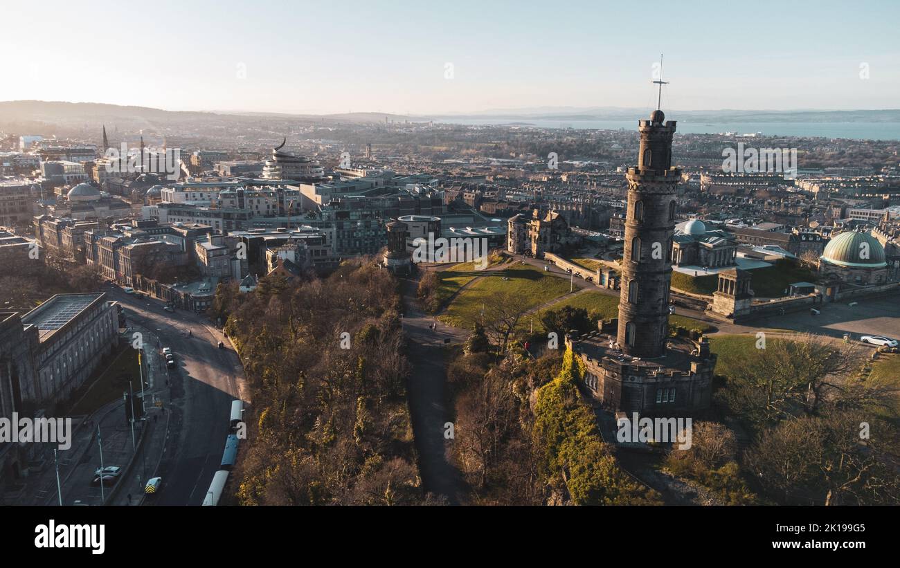 An aerial view of Edinburgh city at sunset Stock Photo - Alamy