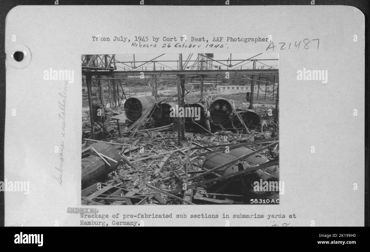 Wreckage Of Pre-Fabricated Sub Sections In Submarine Yards At Hamburg ...