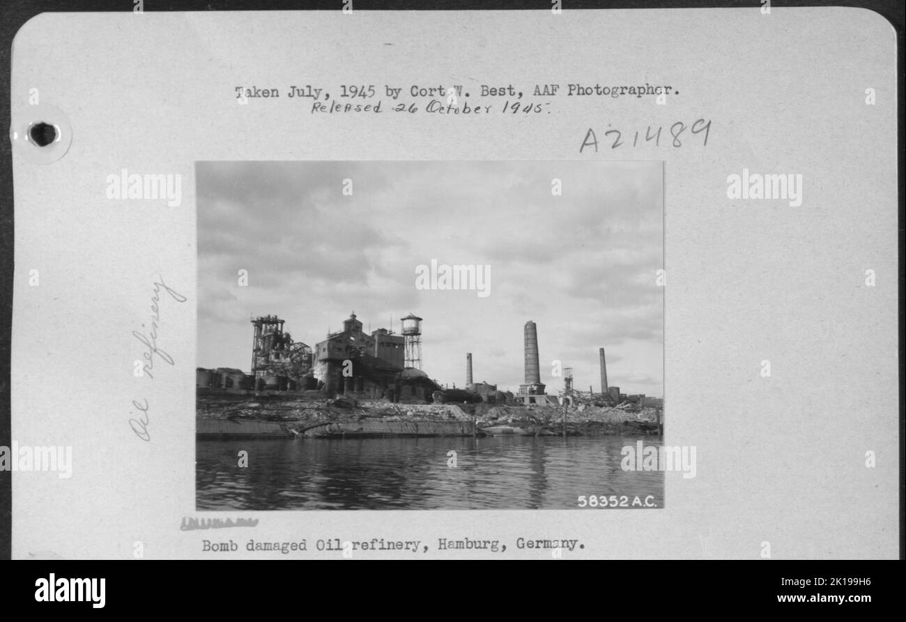 Bomb Damaged Oil Refinery, Hamburg, Germany Stock Photo - Alamy