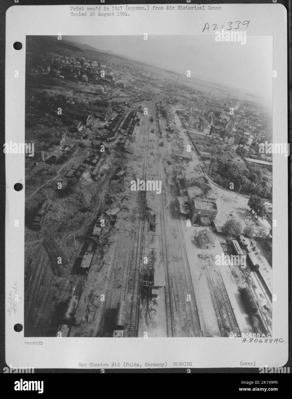Aerial View Of The Bomb Damaged Railroad Yards At Fulda, Germany. 9 May ...