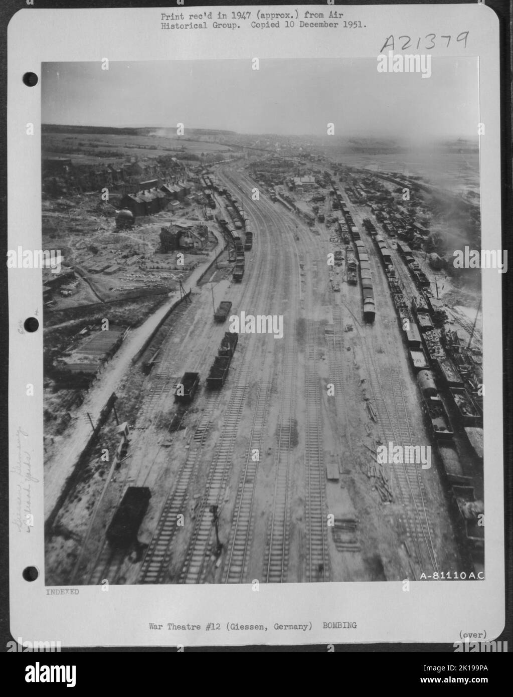 Aerial View Of The Bomb Damaged Railroad Yards At Giessen, Germany. 9 ...