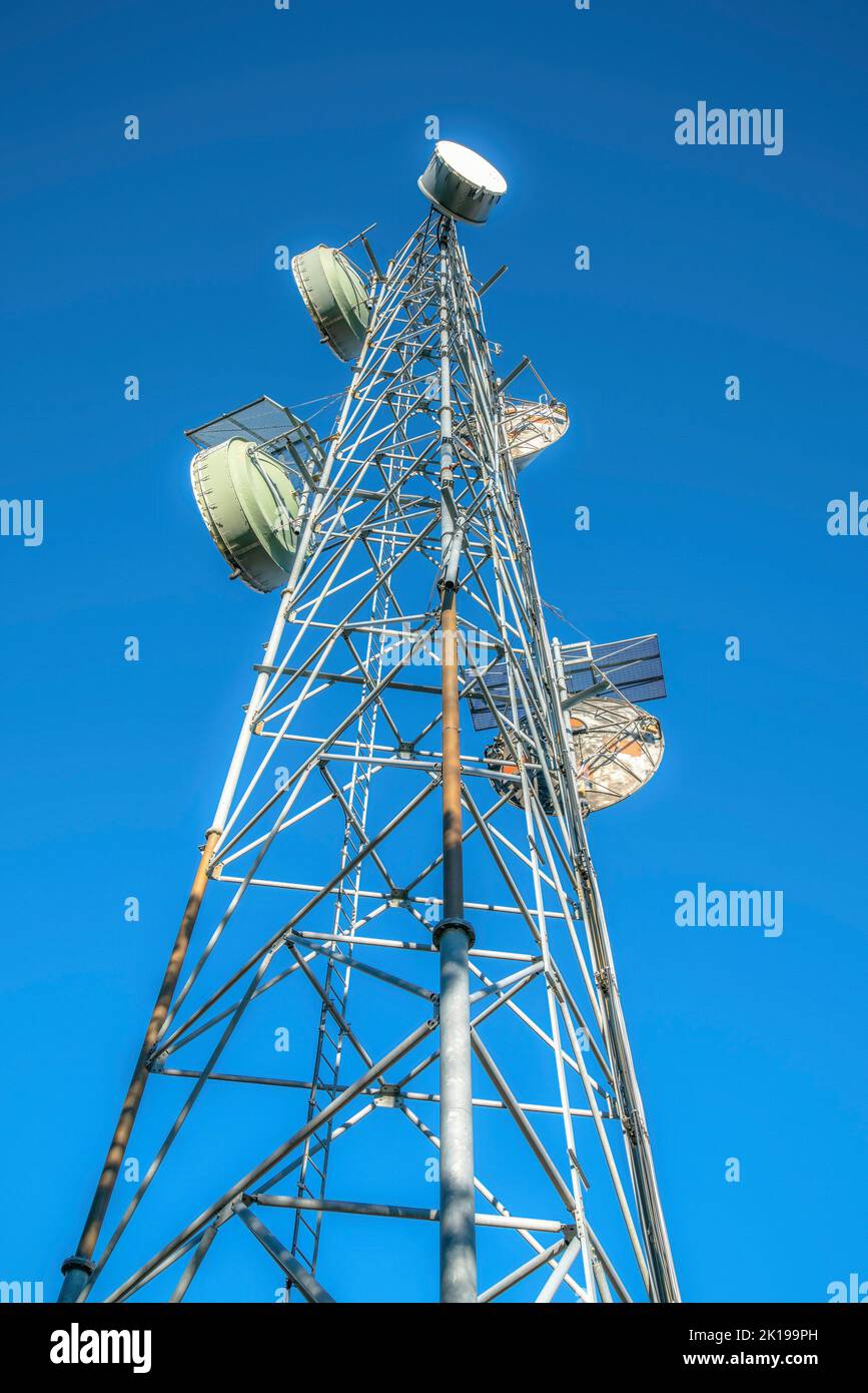 Mount Lemmon, Arizona- Low angle view of a radio tower. View of a tower ...