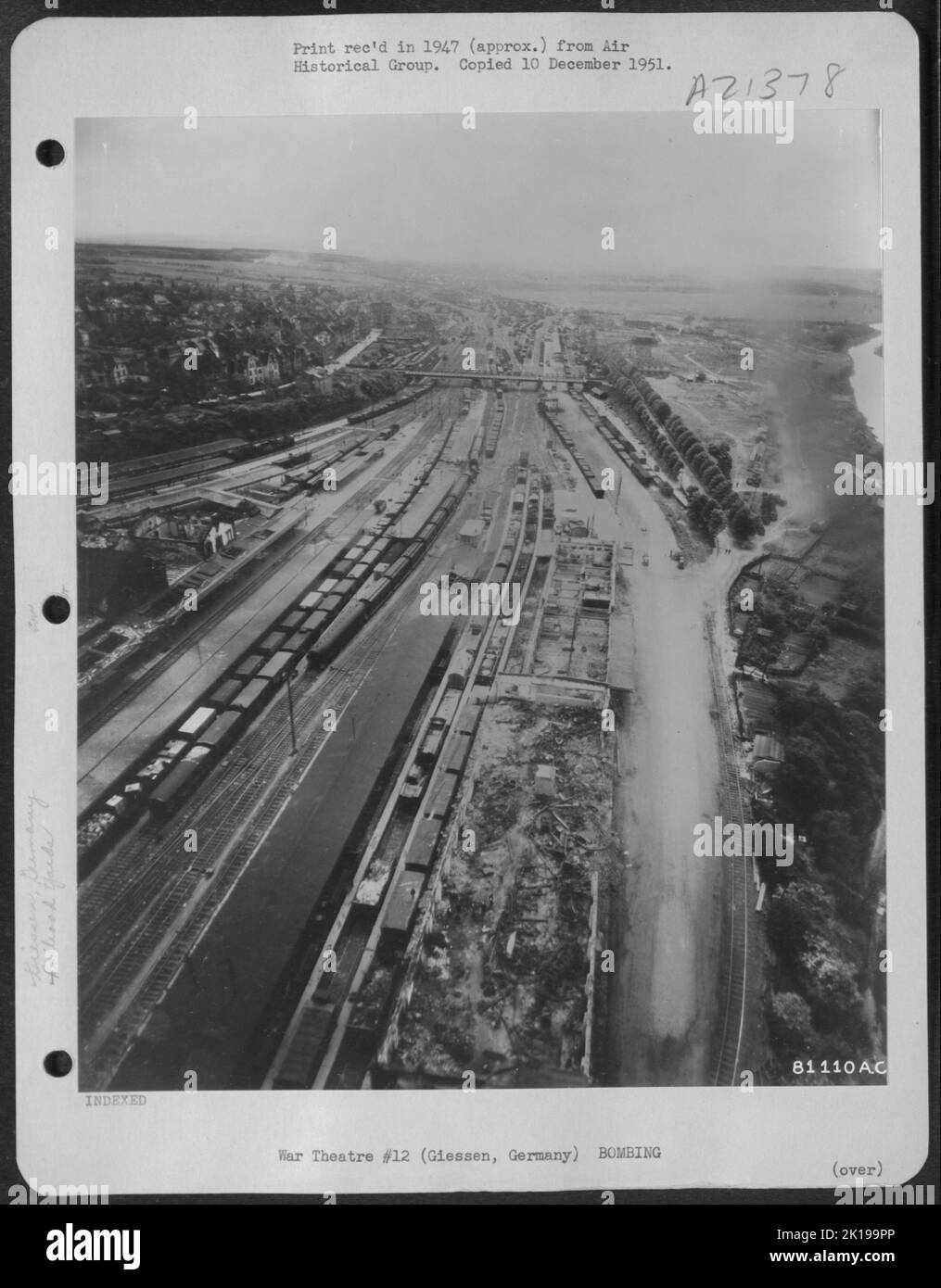 Aerial View Of The Bomb Damaged Railroad Yards At Giessen, Germany. 9 ...