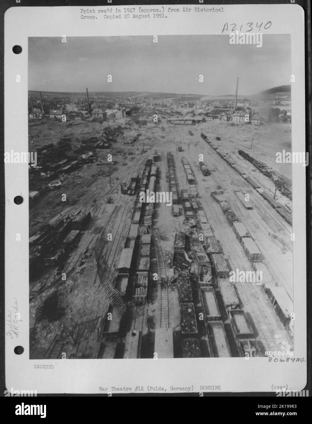 Aerial View Of The Bomb Damaged Railroad Yards At Fulda, Germany. 9 May ...