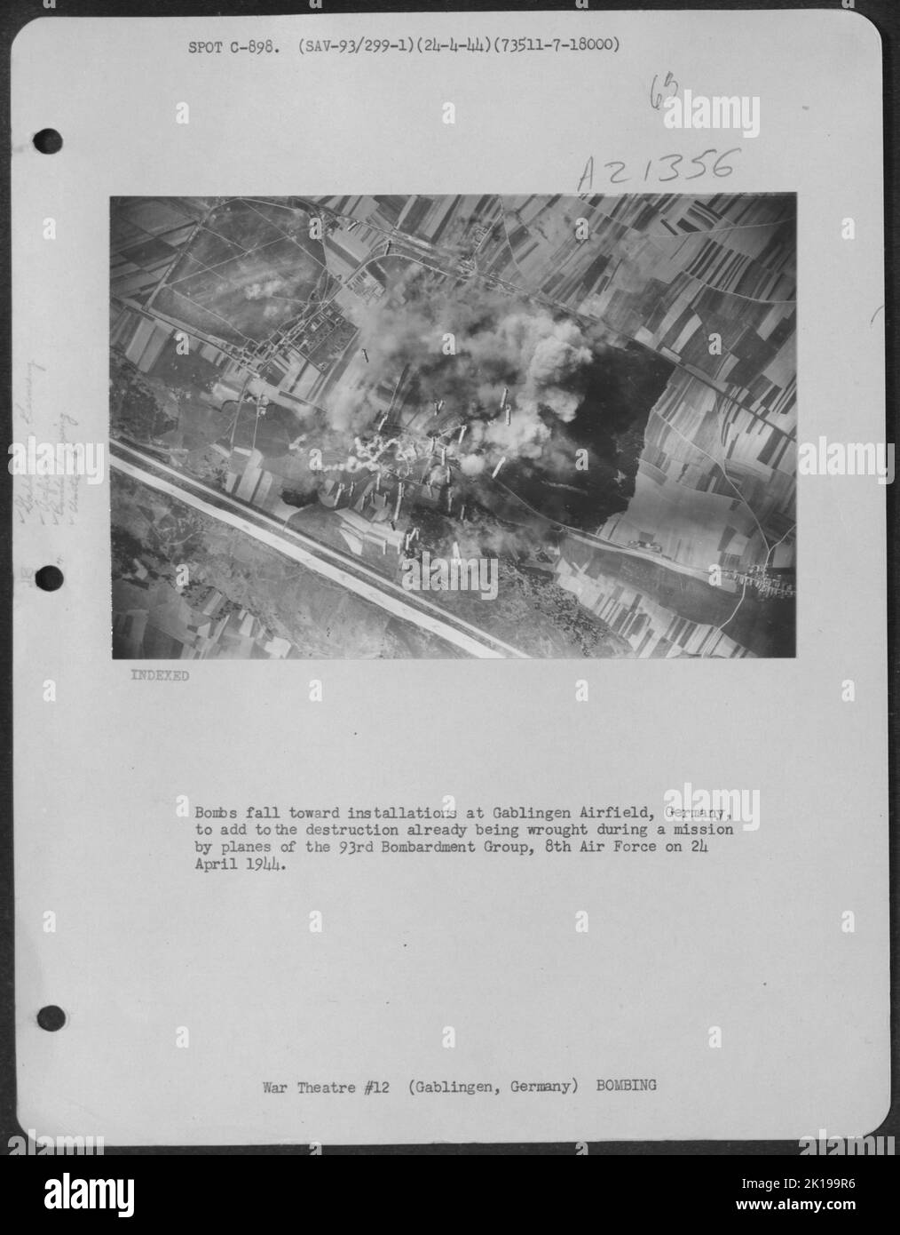 Bombs Fall Toward Installations At Gablingen Airfield, Germany, To Add ...