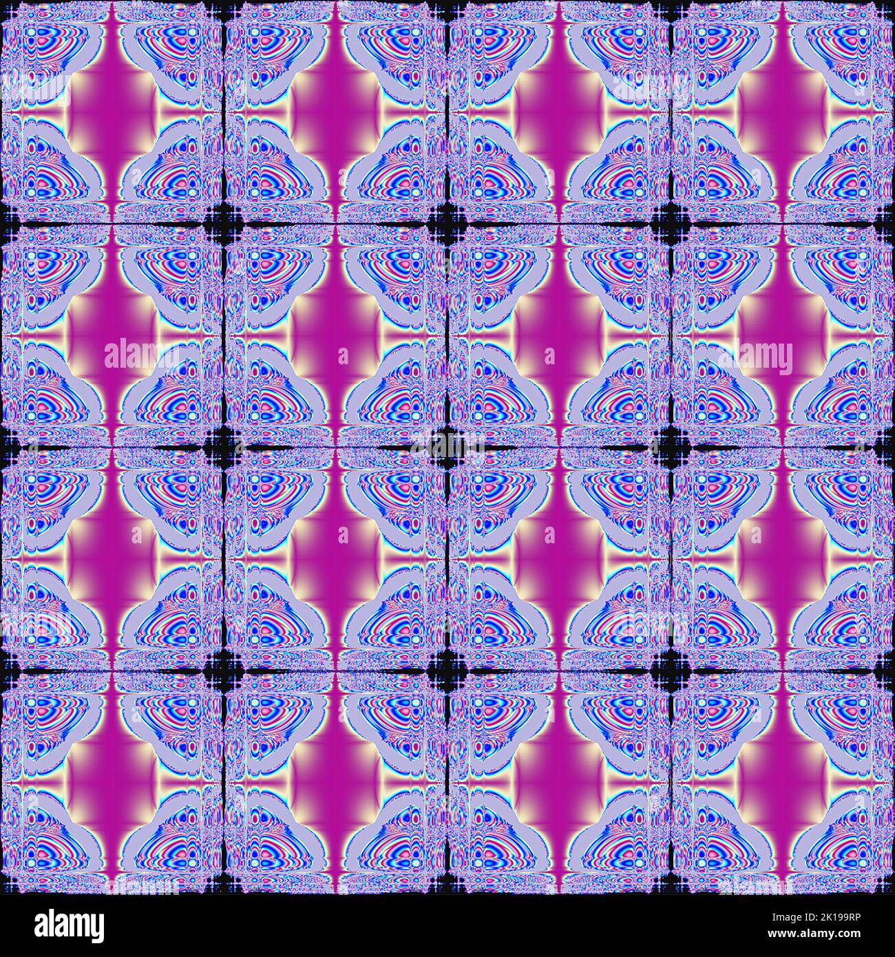 geometric seamless floral symmetrical pattern in blue and purple colors ...