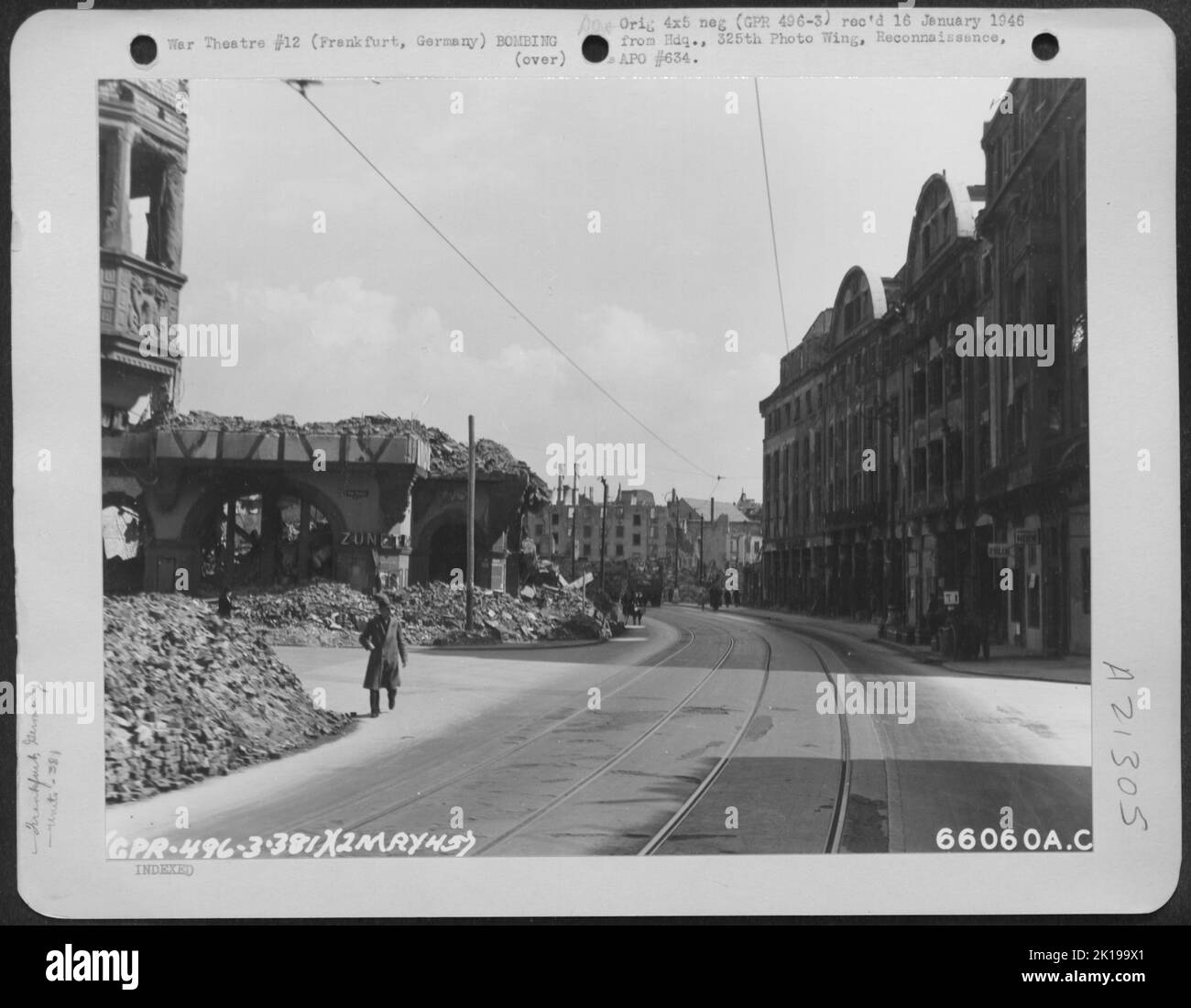 Rubble Lines The Streets Of Frankfurt, Germany After Allied Air Attacks ...