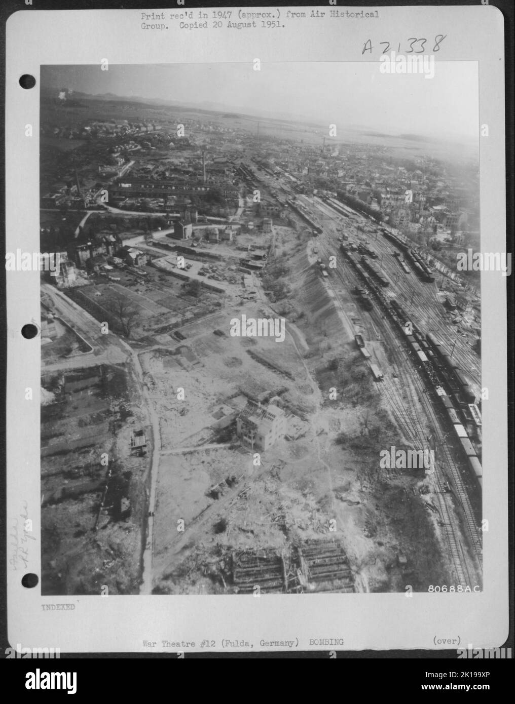 Aerial View Of The Bomb Damaged Railroad Yards At Fulda, Germany. 9 May ...