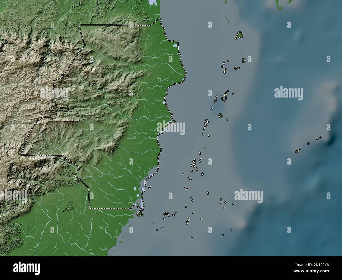 Stann Creek, district of Belize. Elevation map colored in wiki style ...