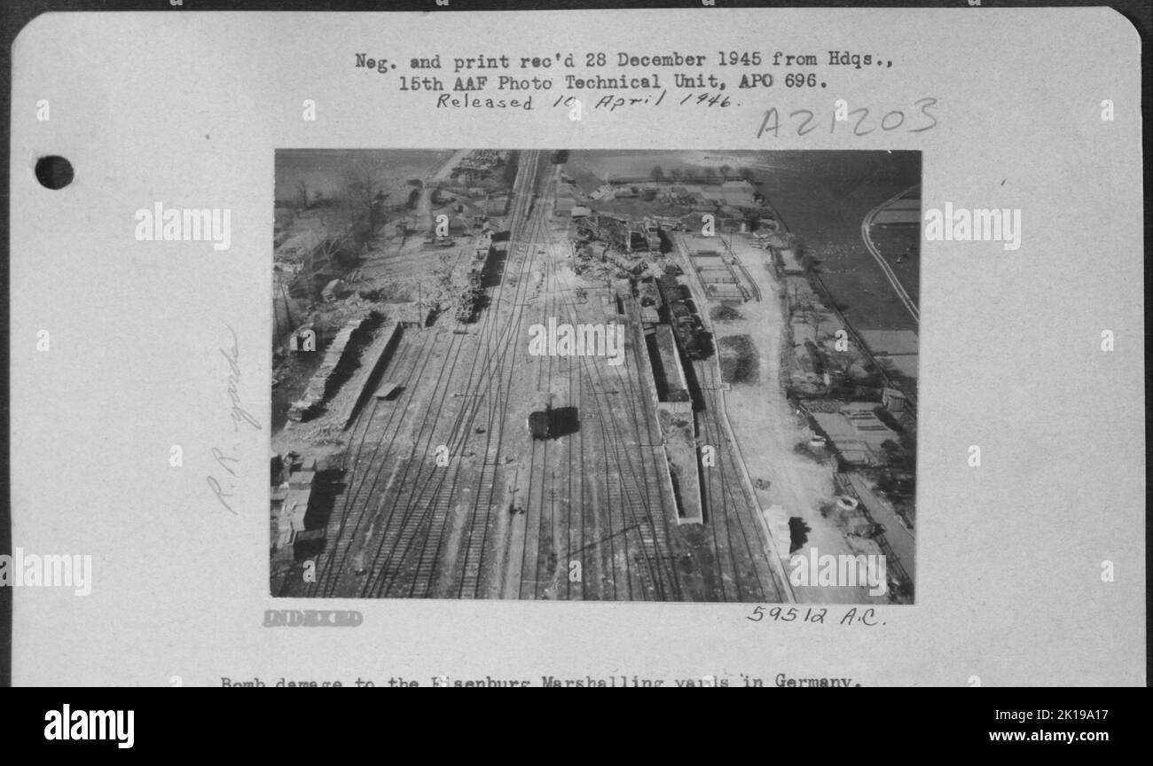 Bomb Damage To The Eisenburg Marshalling Yards In Germany Stock Photo ...