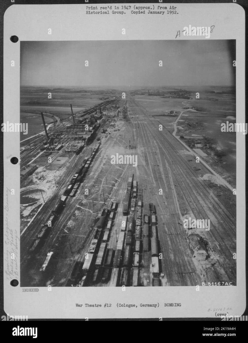 Aerial View Of Bomb Damaged Cologne/ Nippes Marshalling Yards At ...