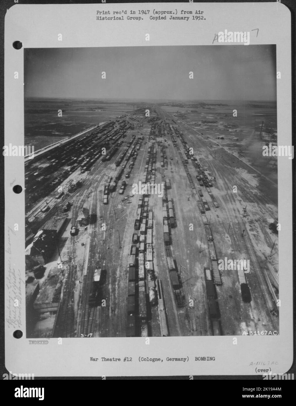 Aerial View Of Bomb Damaged Cologne/ Nippes Marshalling Yards At ...