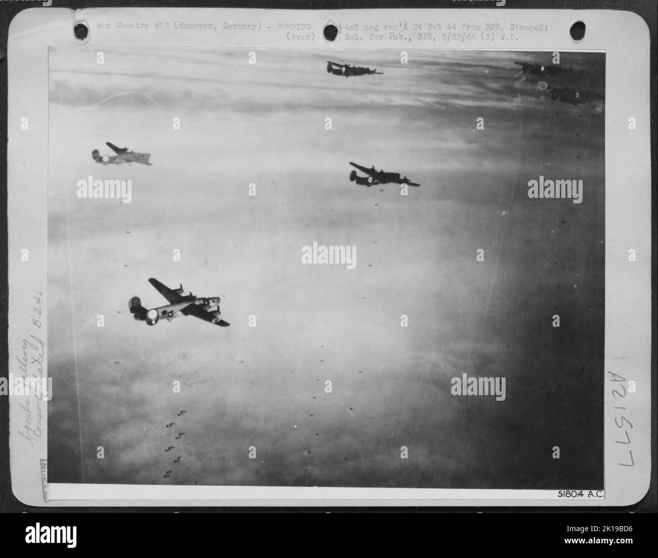 Consolidated B-24s over Hanover--U.S. 8th AF heavy members, flying deep ...