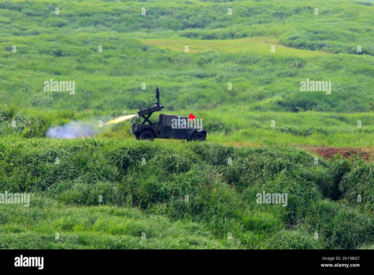 Middle range Multi-Purpose missile firing from HMV of JGSDF Stock Photo ...