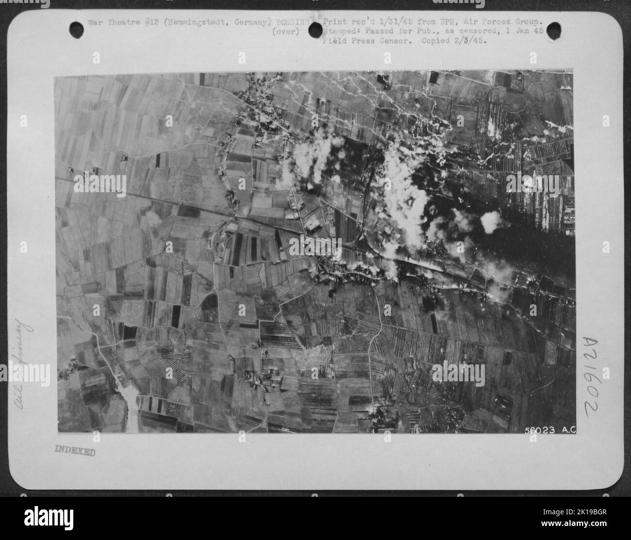 Erupting bombs spread havoc at the German oil refinery at Hemmingstedt ...